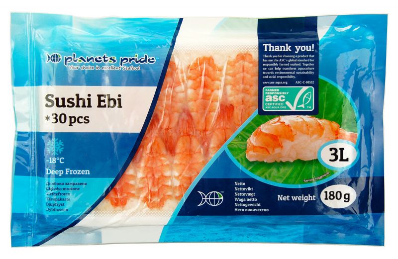 FROZEN EBI SUSHI SHRIMP ASC 3L 8.0-8,5 CM (30 PCS)